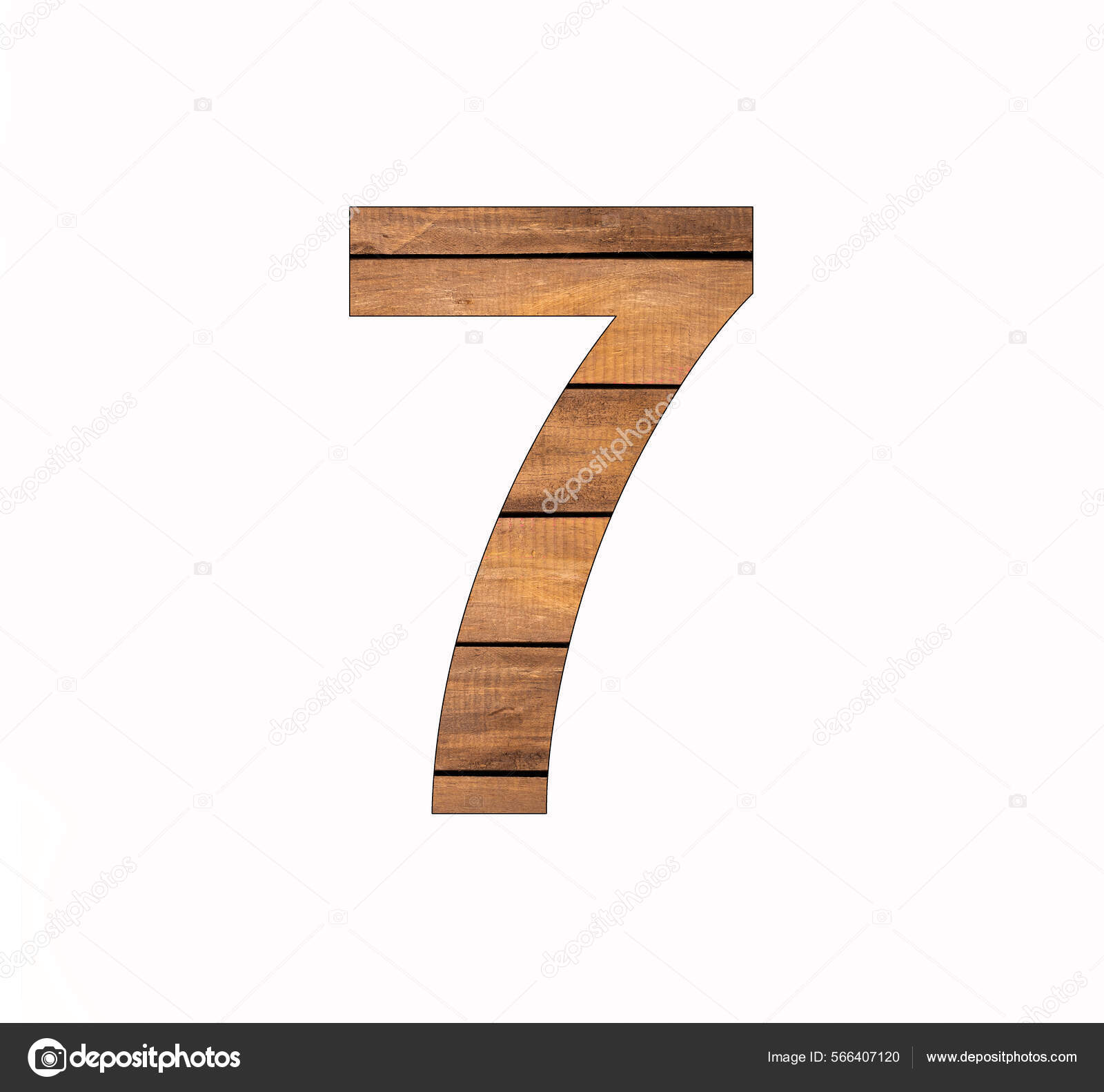 Number Seven Rustic Wooden Boards Grooves — Stock Photo ...