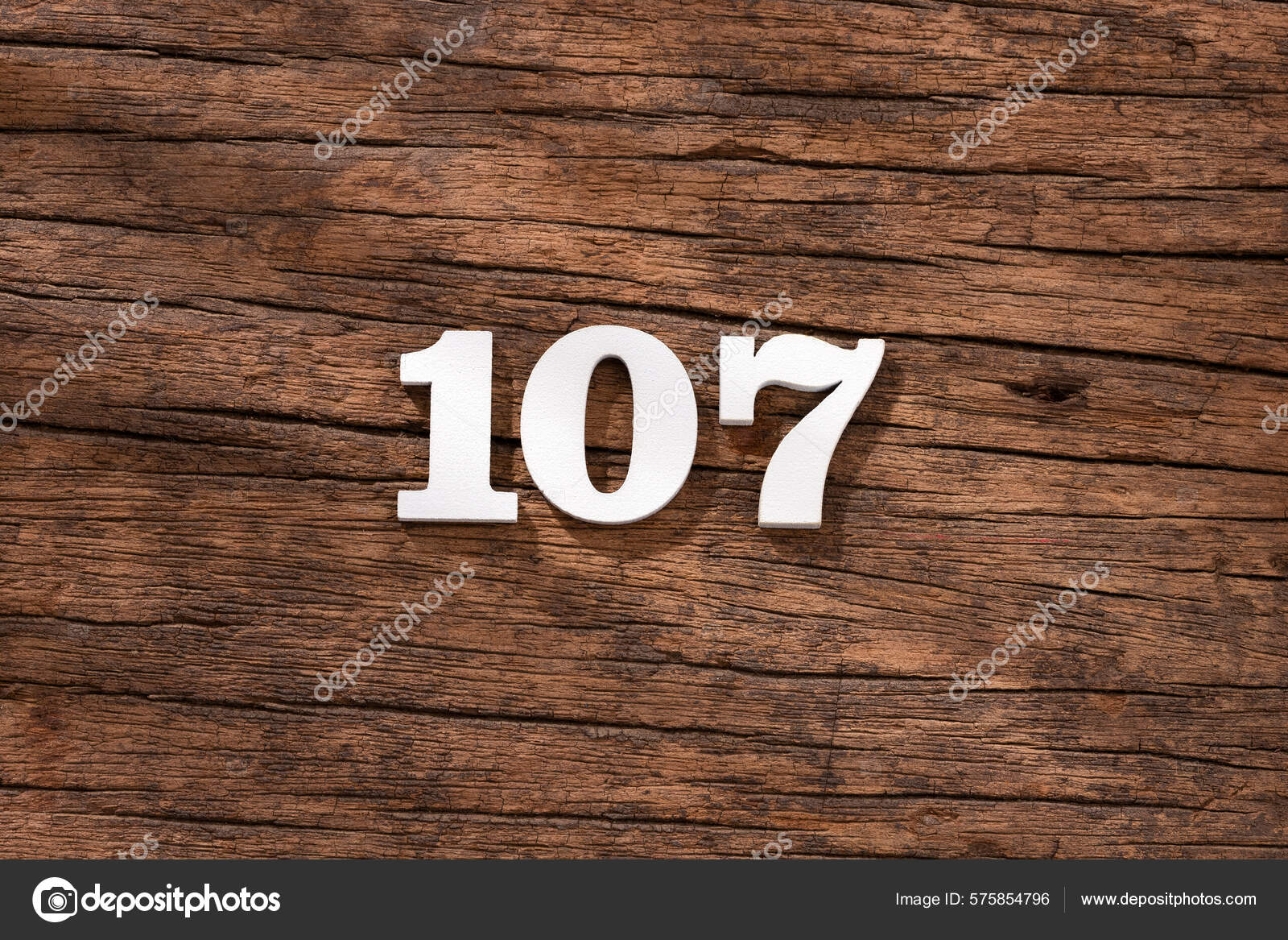 Number 107 Piece Rustic Wood Background Stock Photo by ...