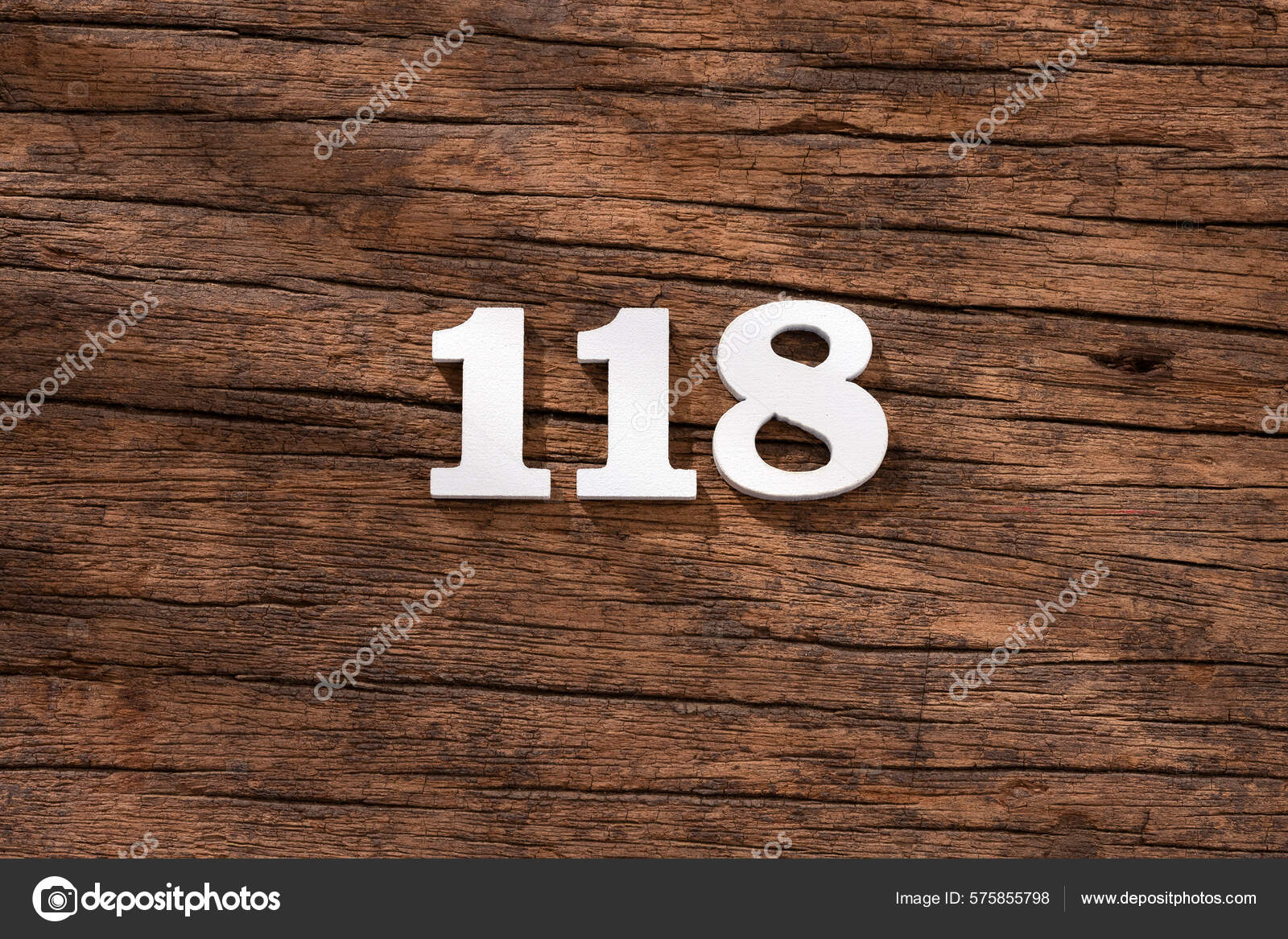 Number 118 Wood Isolated Rustic Background Stock Photo by ...