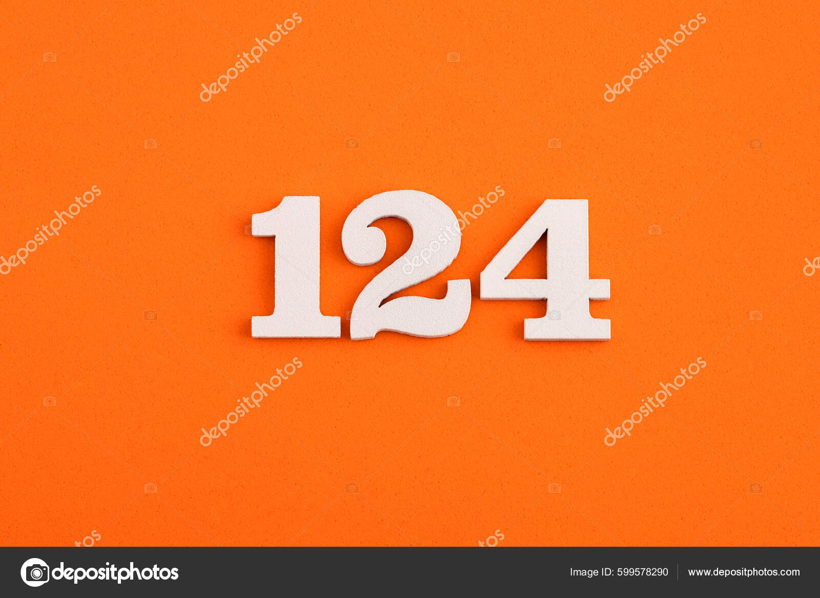 White Wooden Number 124 Eva Rubber Orange Background — Stock Photo ...