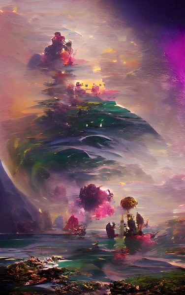 Mobile format background with moon, sun, mountains, day, night, sky and ...