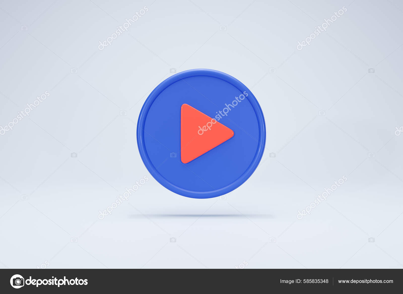 Rendering Video Media Player Circle Icon Symbols Isolated Social Media ...