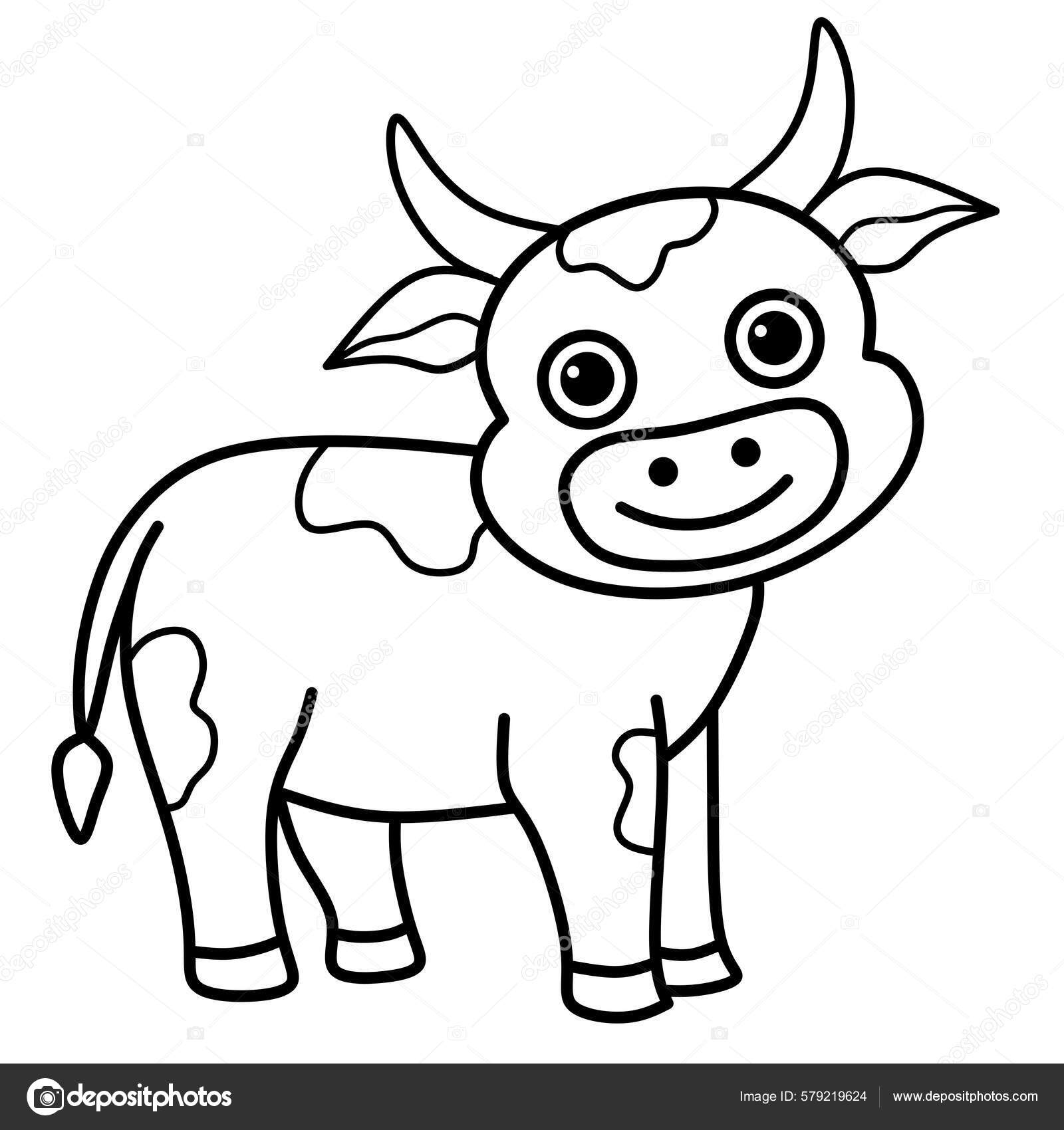 Čára Umění Kráva Karikatura Zbarvení Stránky Stock Vector od ...