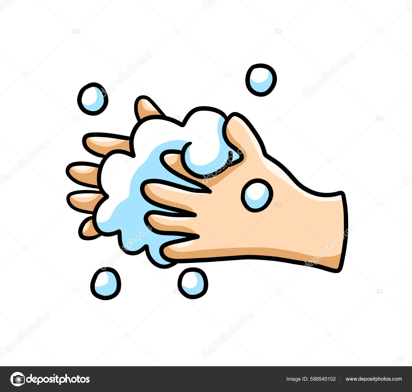 Cartoon People Washing Hands