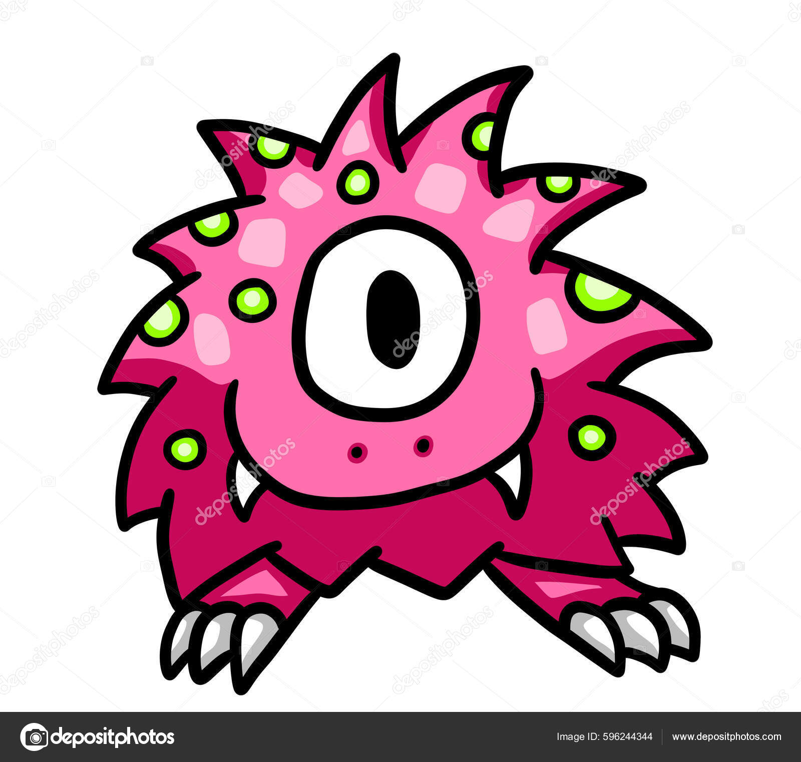 Digital Illustration Adorable Fluffy One Eyed Pink Monster Stock ...