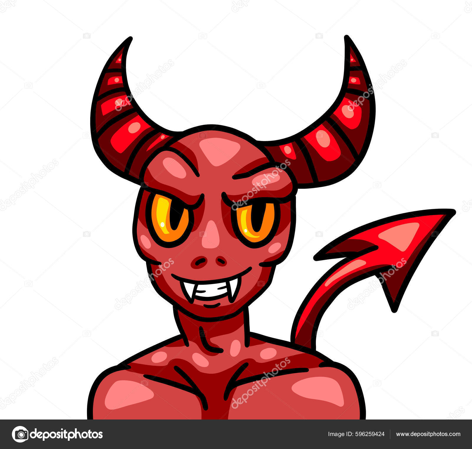 Digital Illustration Evil Creepy Smiling Devil Stock Illustration by ...