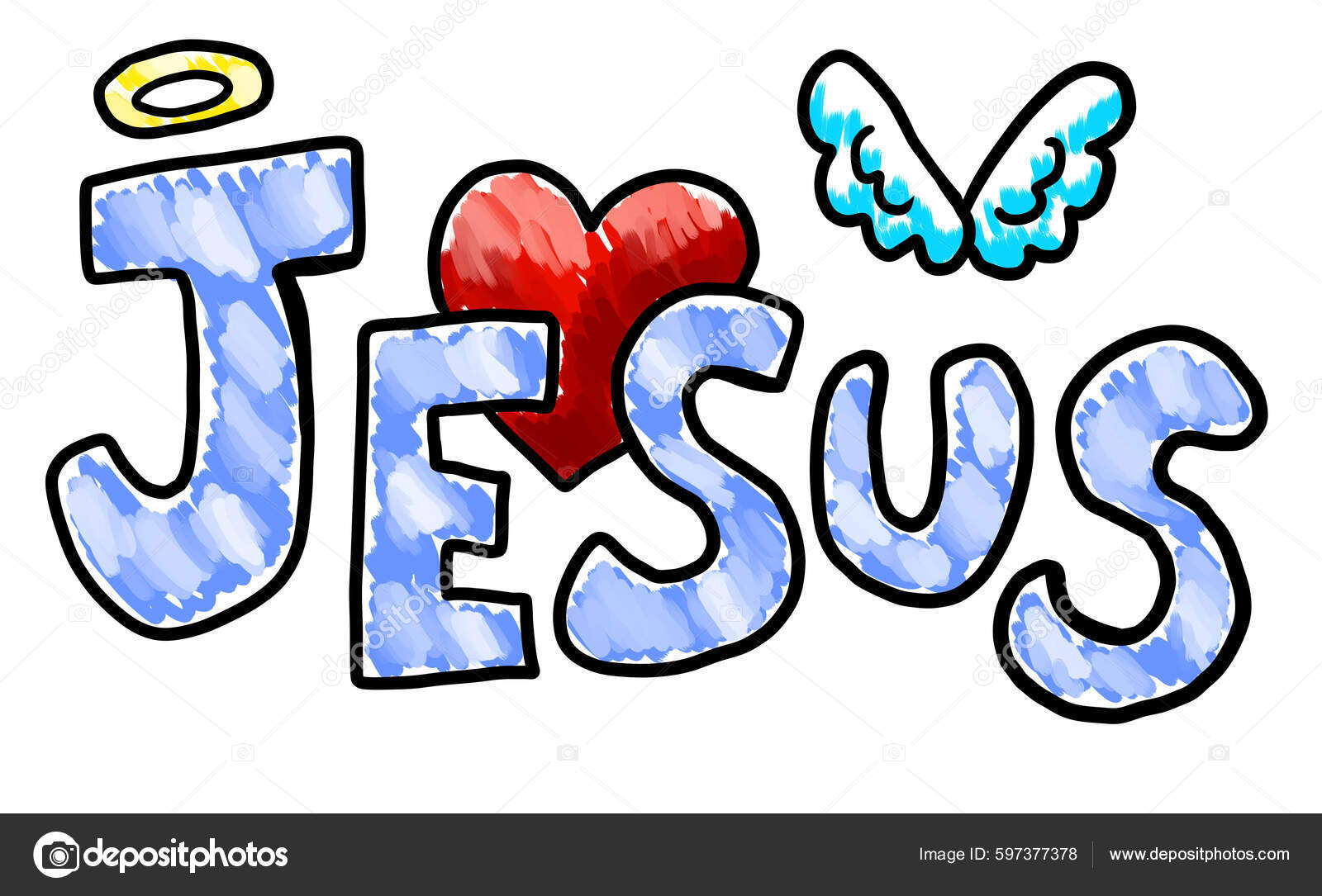 Digital Illustration Jesus Logo Stock Illustration by ©UmyArt #597377378