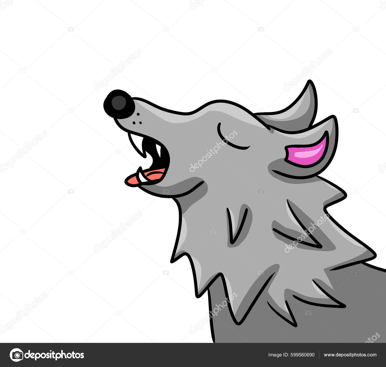 Digital Illustration Howling Wolf Stock Illustration by ©UmyArt #599560690