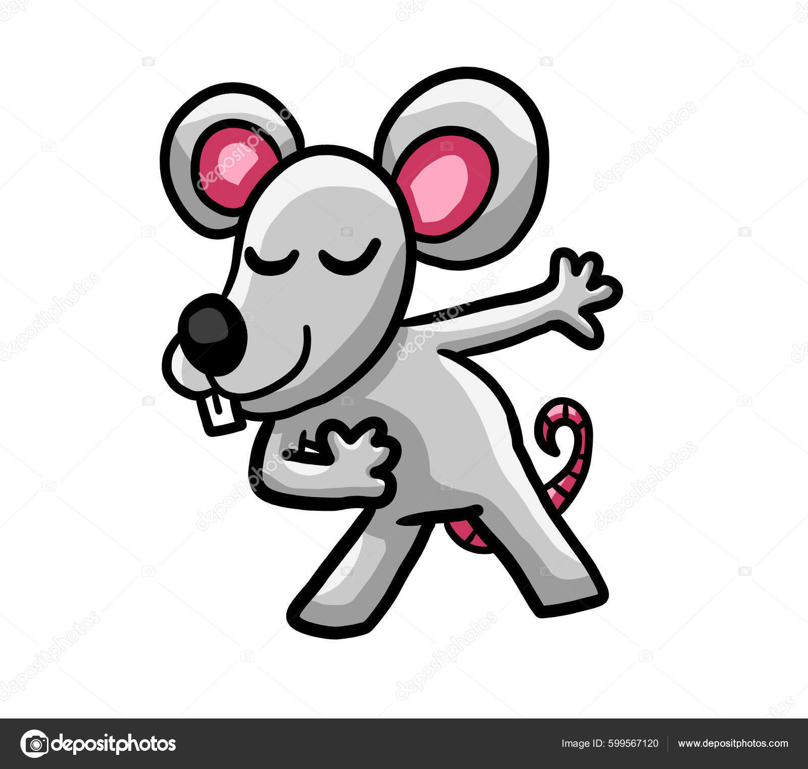 Digital Illustration Happy Mouse Stock Illustration by ©UmyArt #599567120