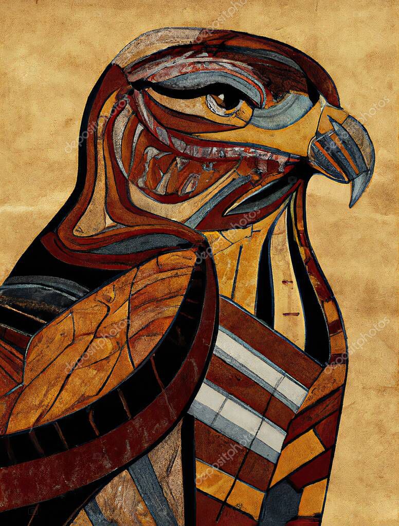 una hermosa ilustración de un pájaro, pintura abstracta de halcón construido en forma de ...