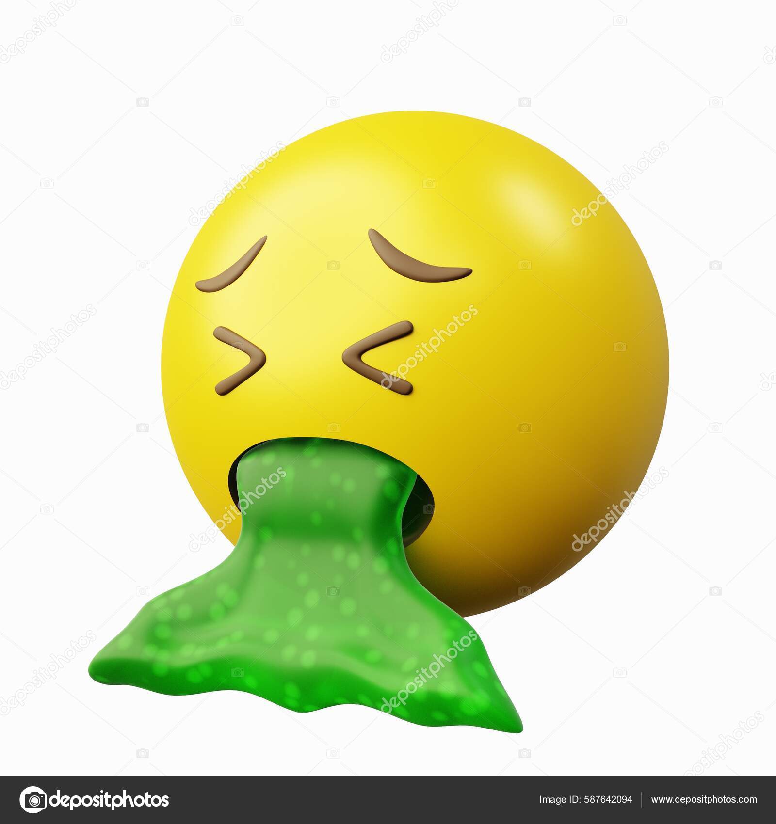 Rendering Green Puke Disgust Emoticon Isolated White Background — Stock ...
