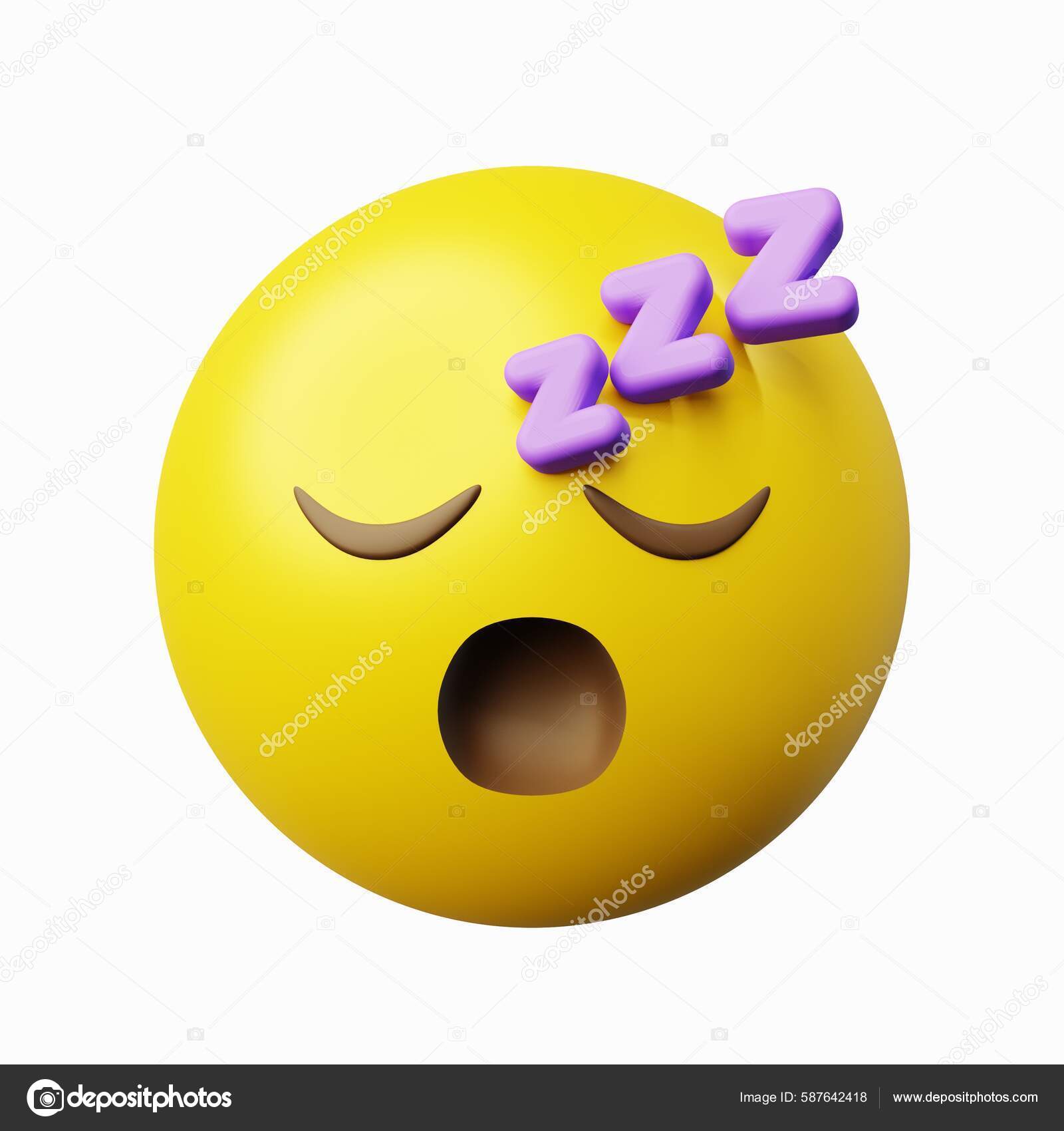Rendering Image Emoticon Sleeping Sleepy Face Isolated White Background ...