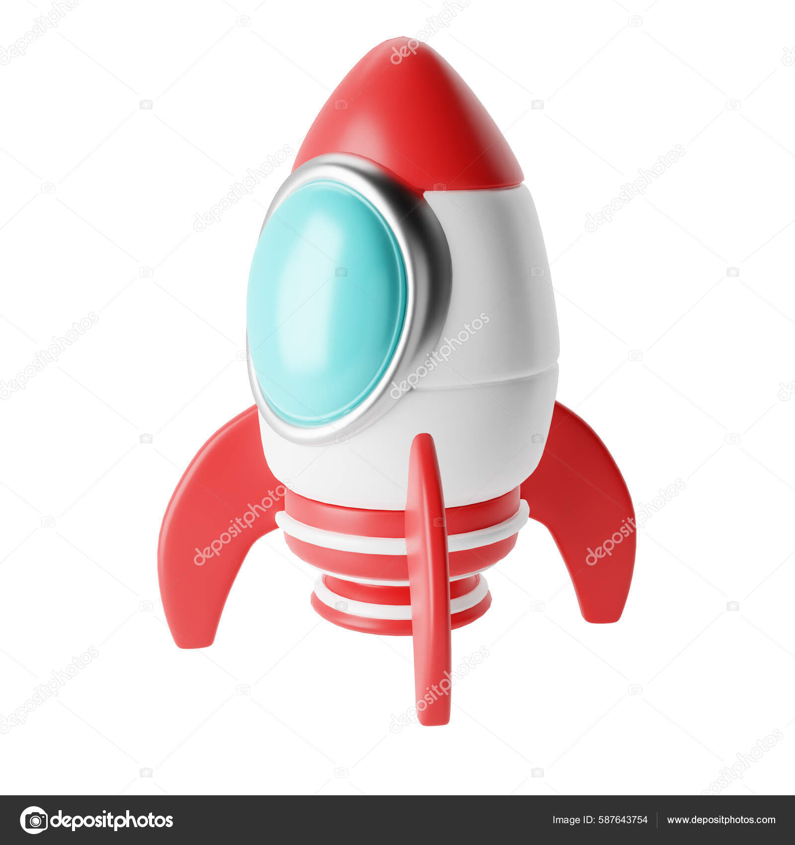 Rocket Space Ship Red White Base Color Exploration Art Design — Stock ...