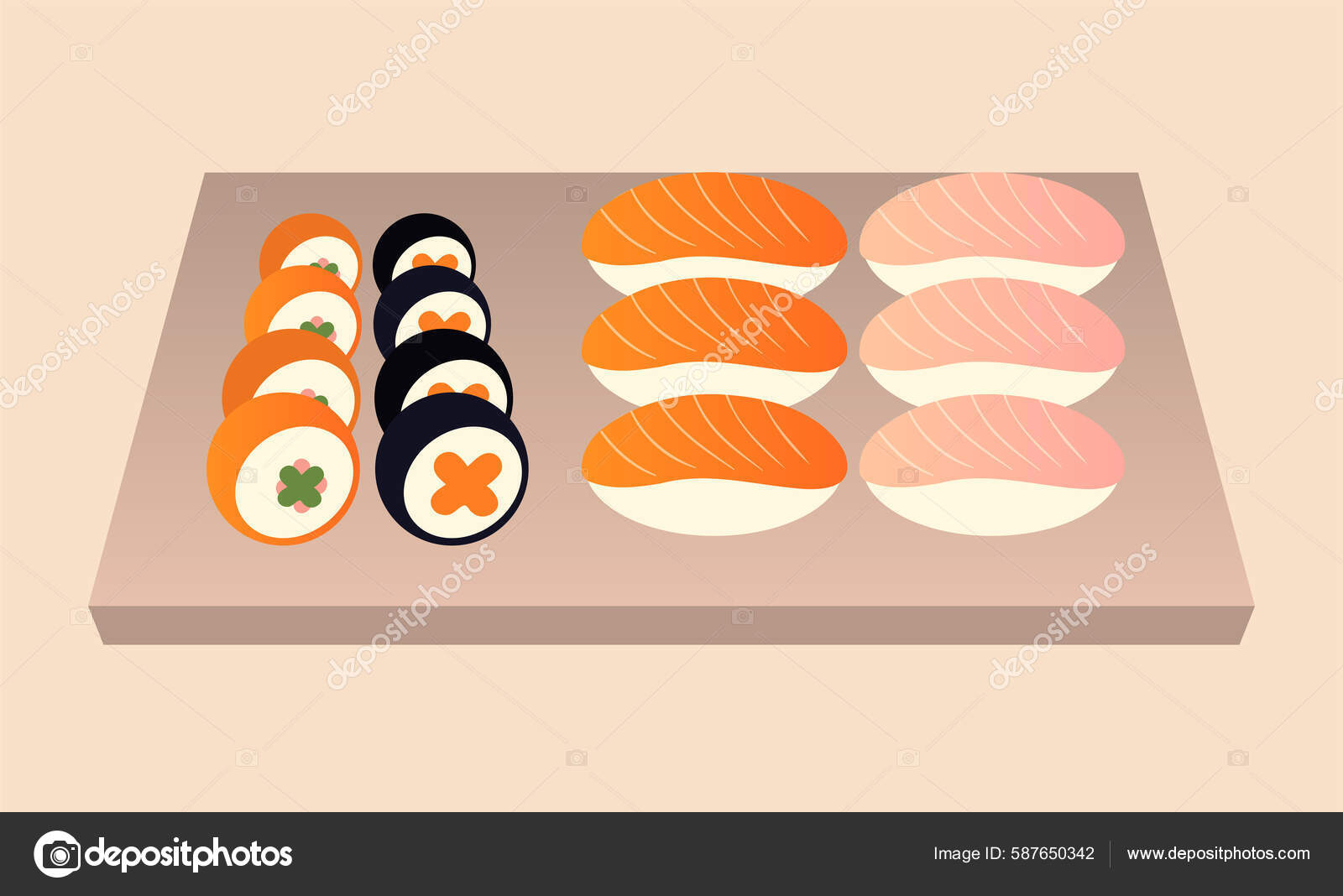 Sushi Seamless Pattern Set Sushi Rolls Texture Japanese Cuisine ...