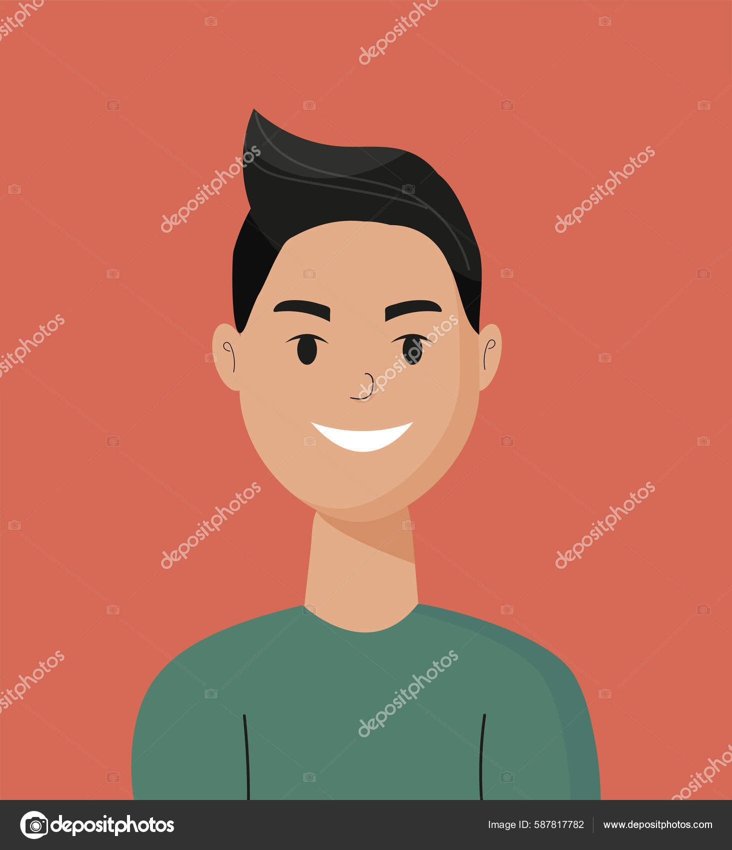 Smiling Man Face Cartoon