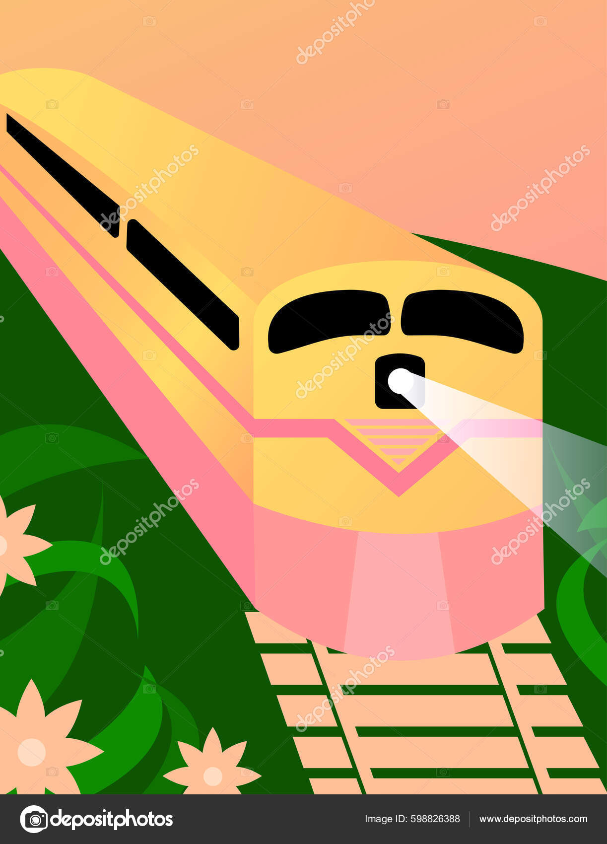 Cute Cartoon Pink Express Train Way Locomotive Concept Transport ...
