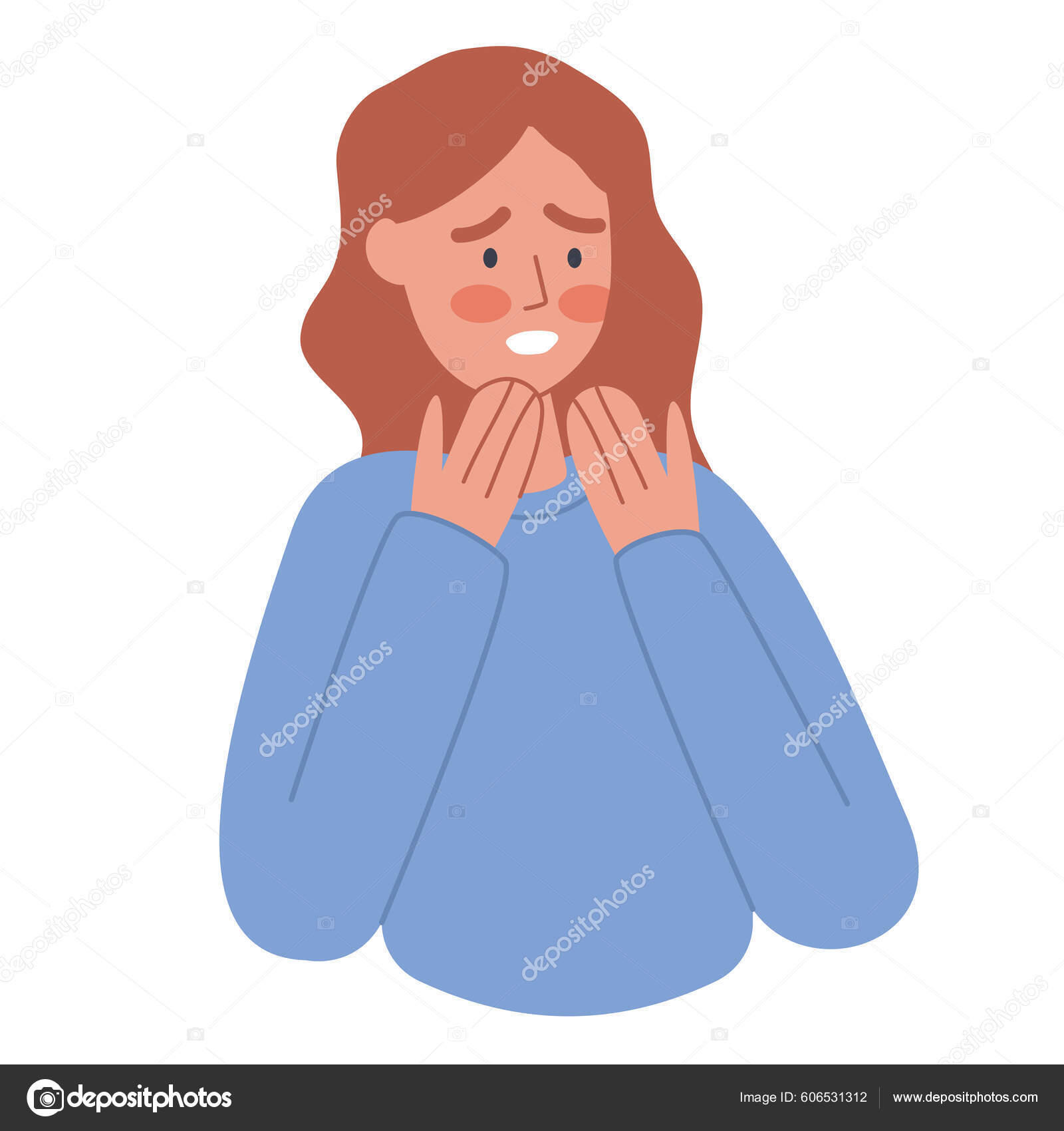 Ashamed Person Blush Face Embarrassed Awkward Hands Cover Mouth Guilty ...