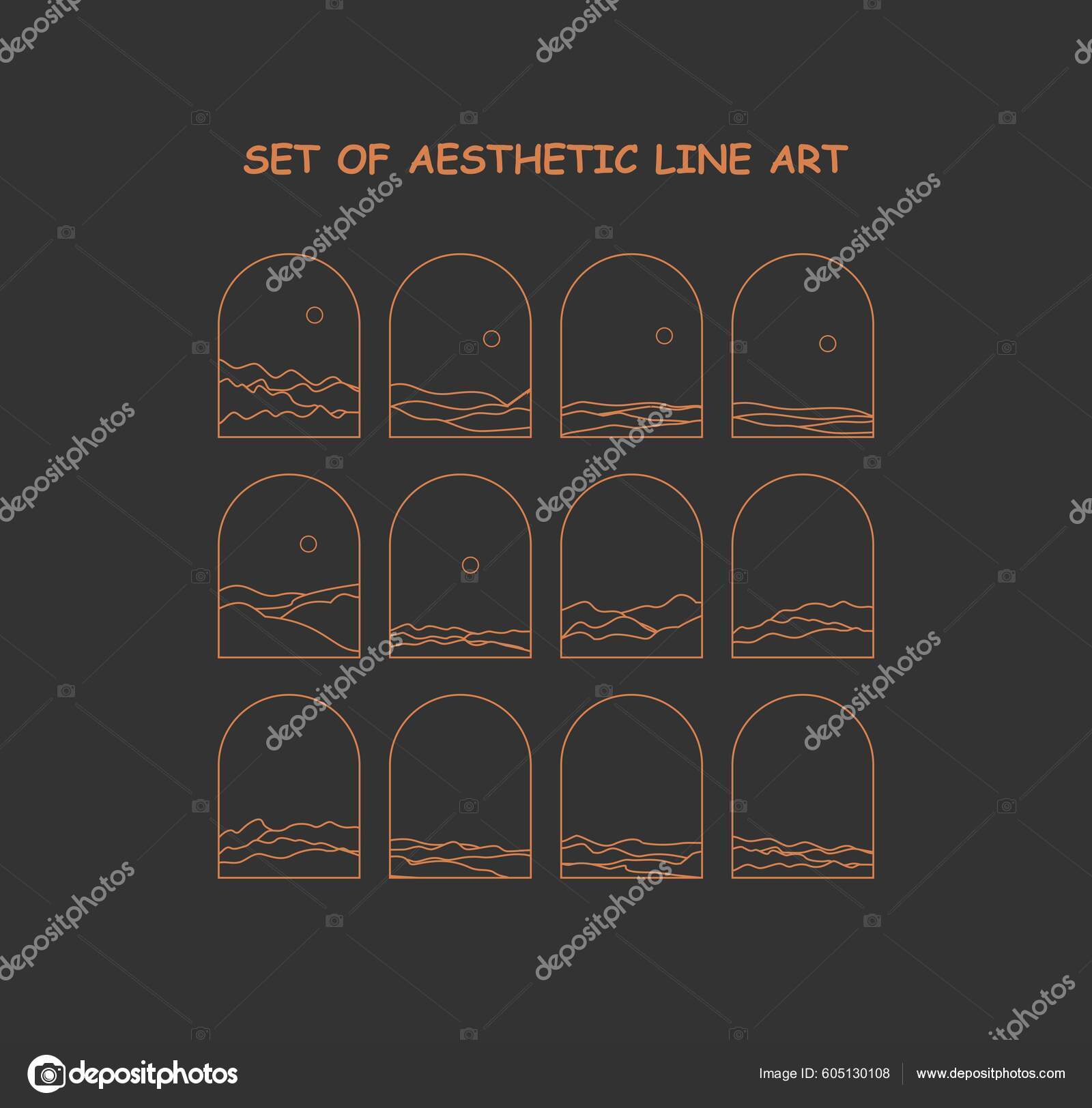 Set Aesthetic Line Art Stock Vector Image by ©Palugada #605130108