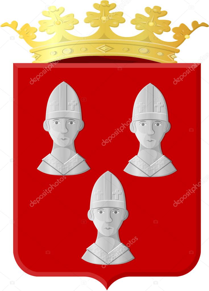 Coat of arms of the city of Emnes. Netherlands. Isolated on white 2023