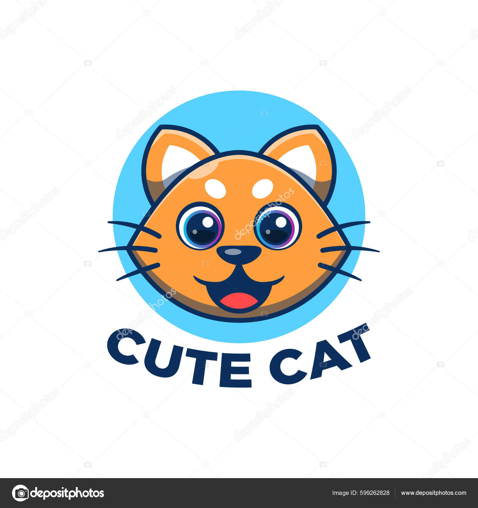 Cute Cat Mascot Logo Design Vector de stock #599262828 de ©Supercutecandy