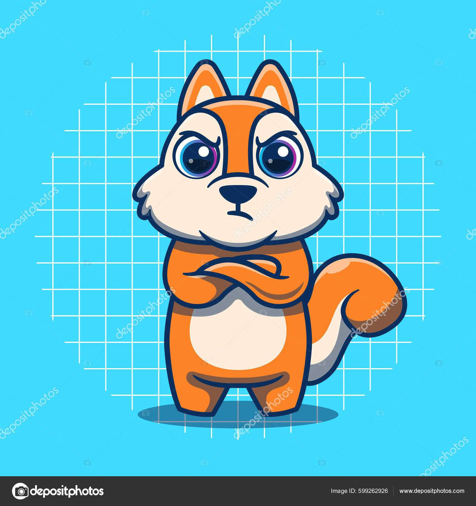 Cute Squirrel Character Angry Expression Vector Illustration Flat ...