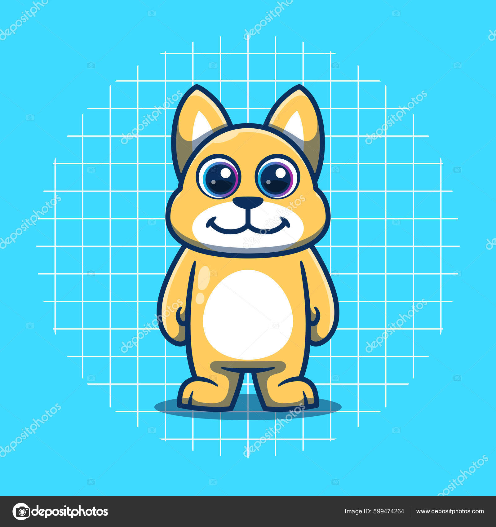 Cute Yellow Dog Mascot Vector Illustration Flat Cartoon Style Stock ...