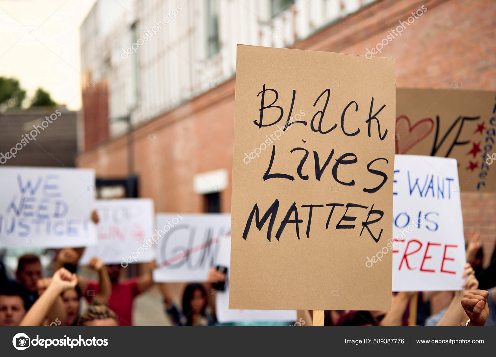 Unrecognizable Person Holding Placard Black Lives Matter Inscription ...