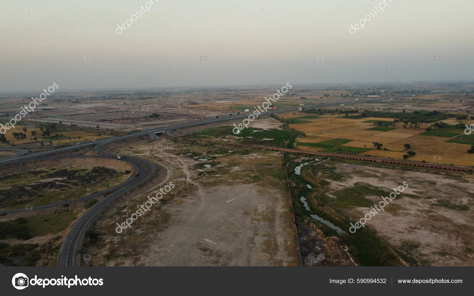 High Angle Footage Aerial View Pakistani Motorways Kala Shah Kaku ...