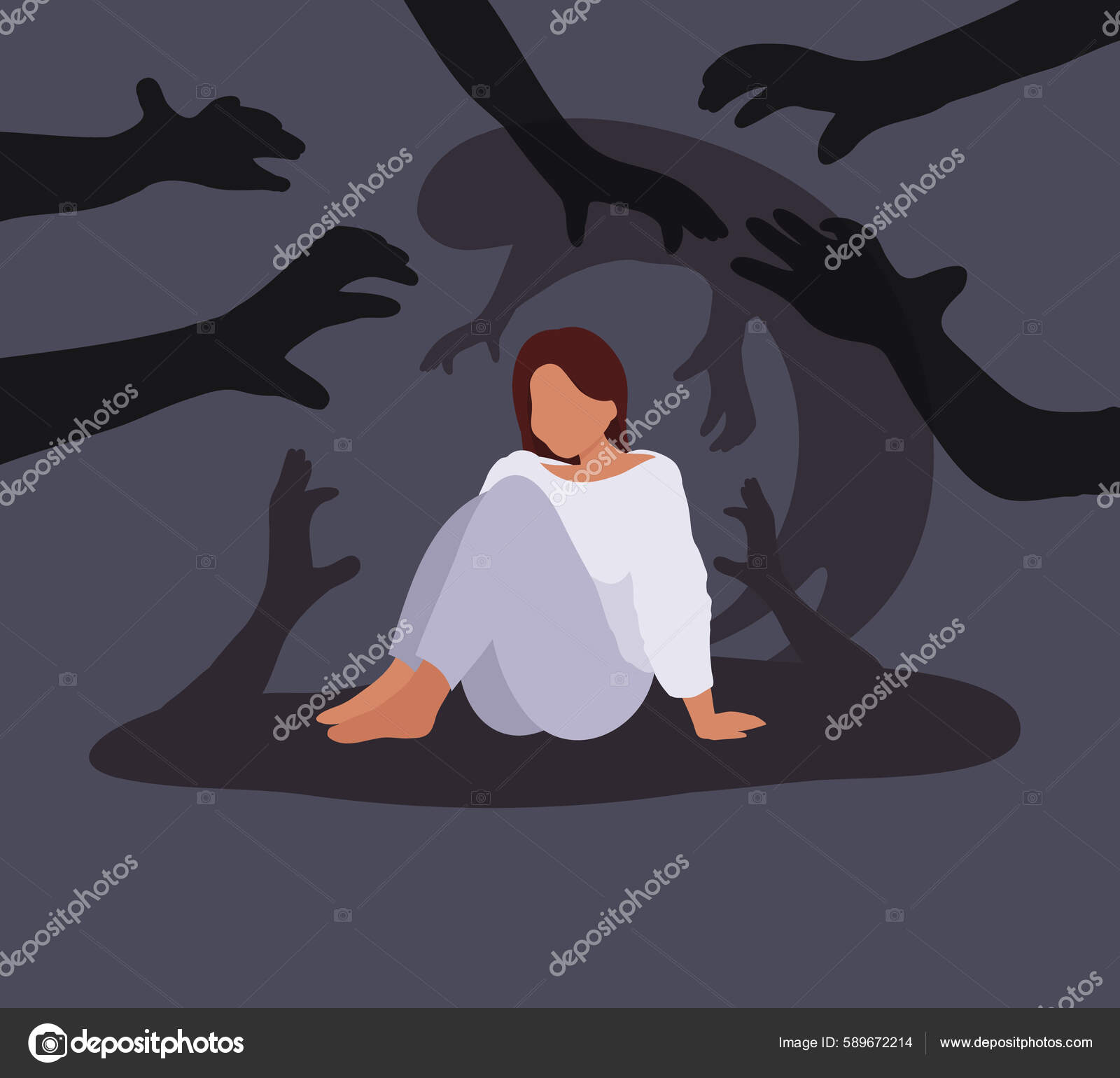 Woman Panic Attack Ptsd Phobias Fears Paranoia Hallucinations ...