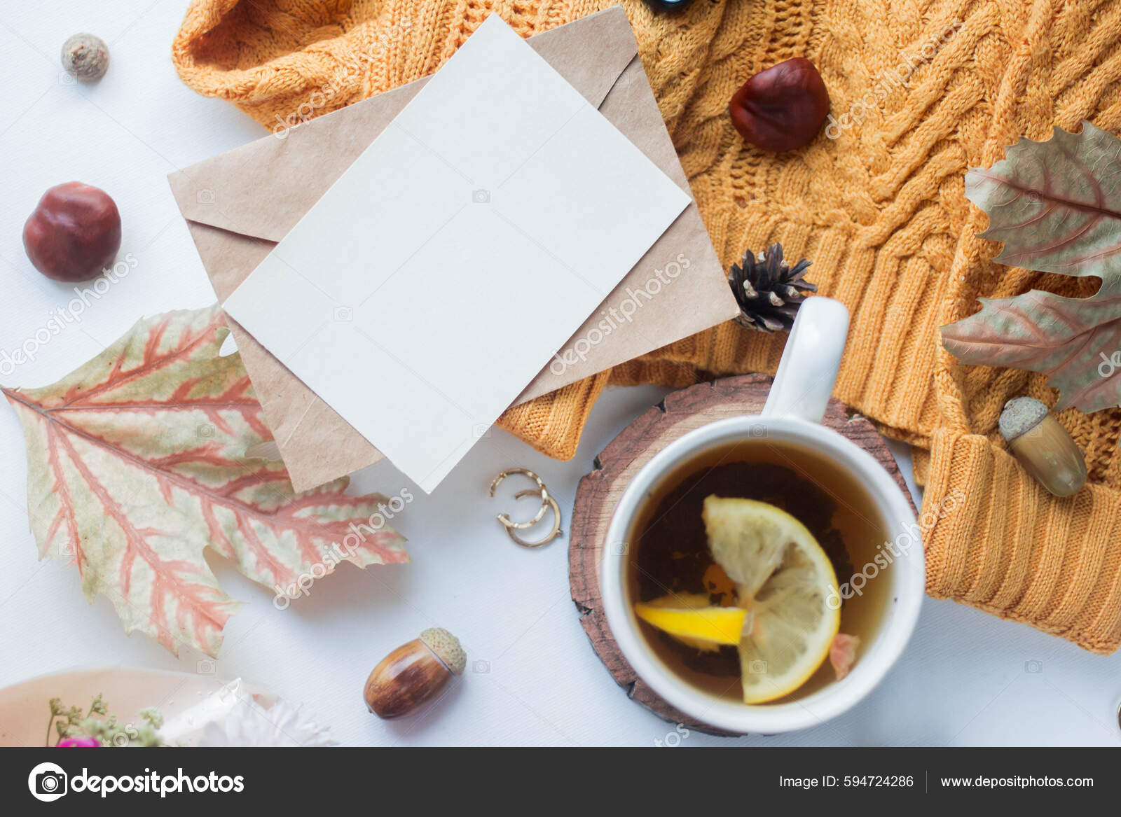 Fall Mockup Card Autumn Leaves Invitation Card Environment Details ...