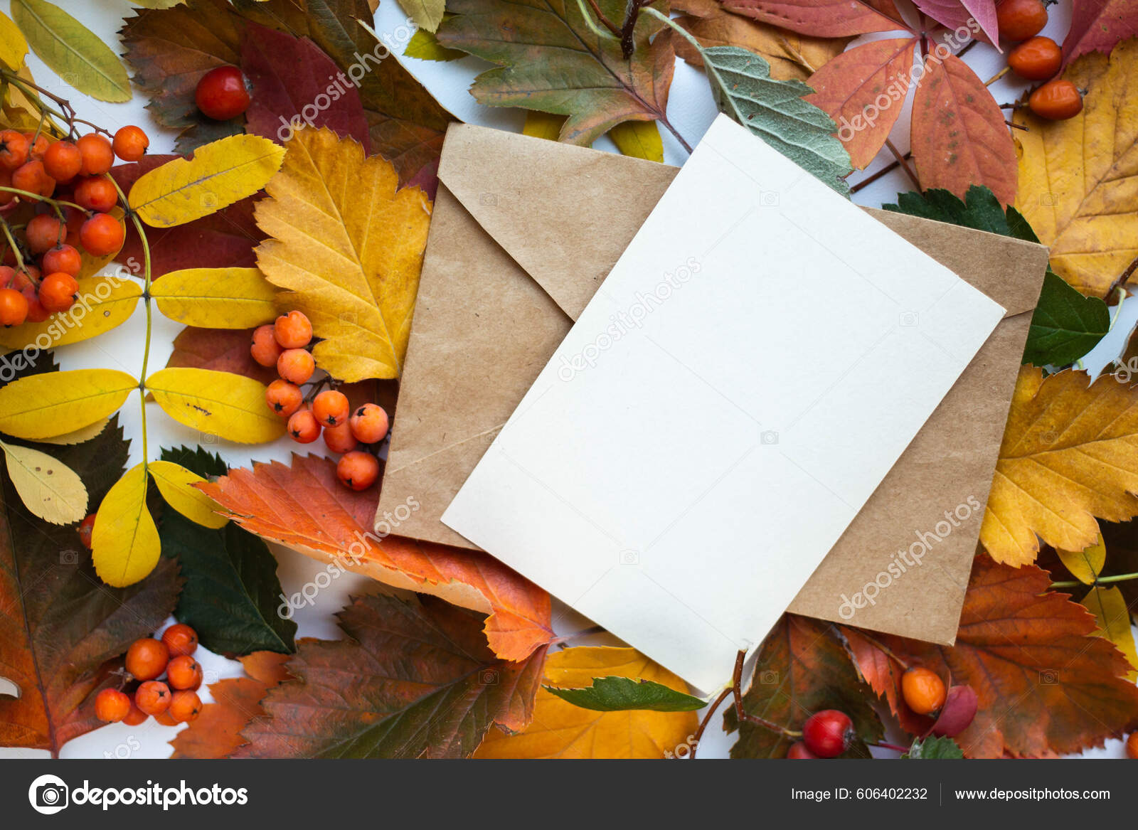 Fall Mockup Card Autumn Leaves Invitation Card Environment Details ...