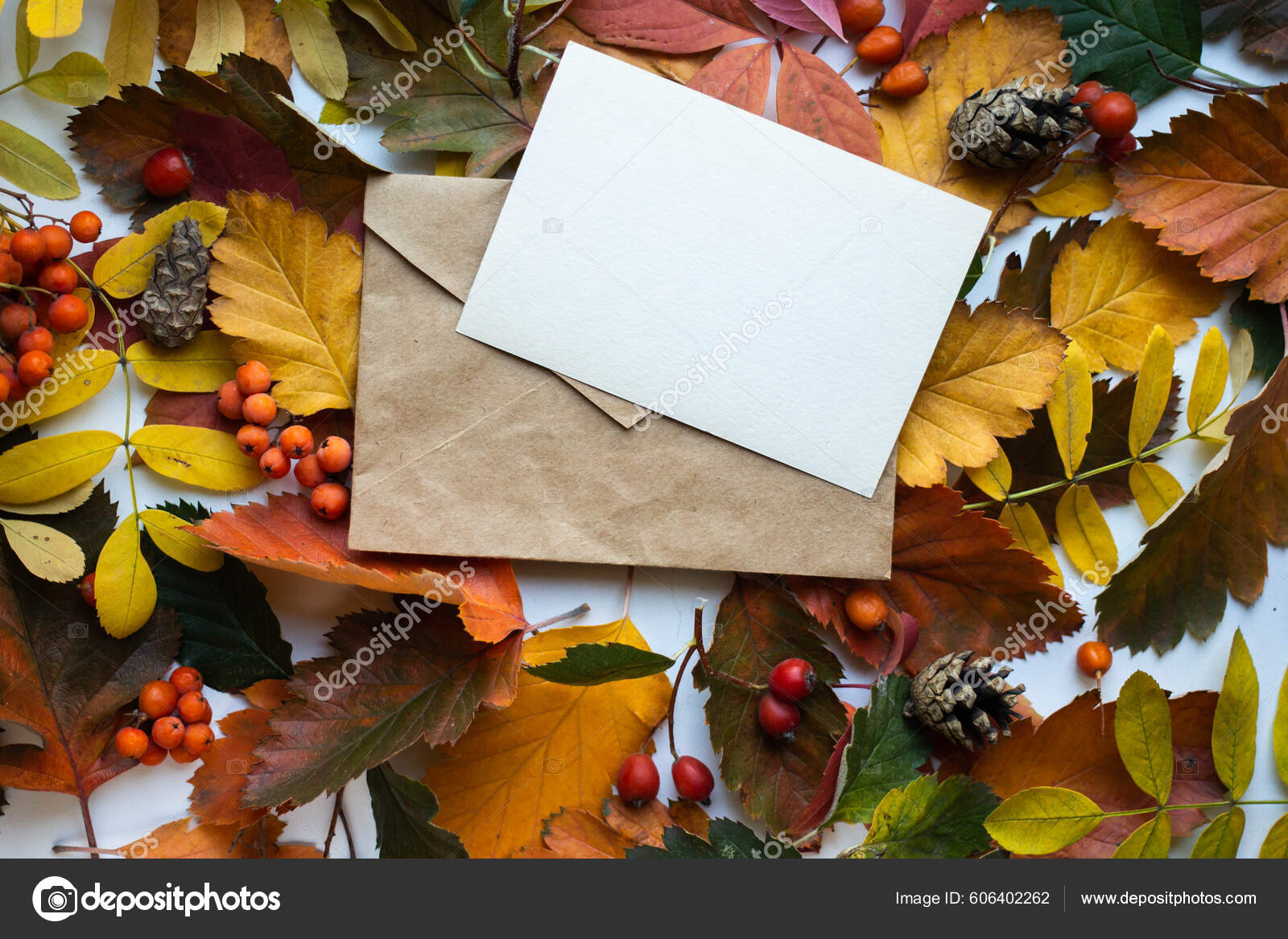 Fall Mockup Card Autumn Leaves Invitation Card Environment Details ...