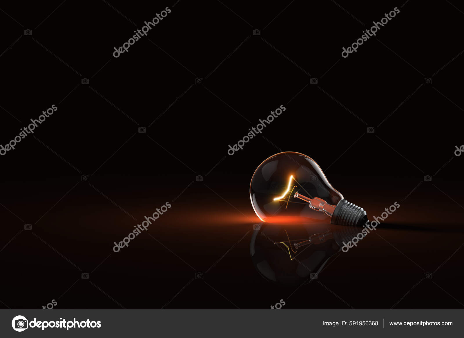 Empty Edison Bulb Light Bright Red Dim Silhouette Black Dark Stock ...