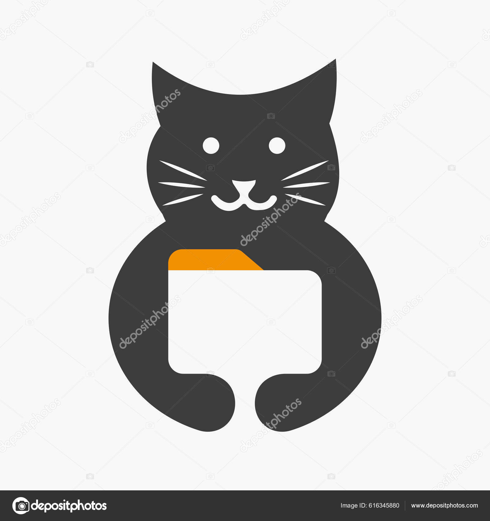 Cat File Logo Negative Space Concept Vector Template Cat Holding Stock ...