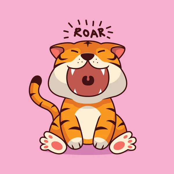 Cute Tiger Bored Cartoon Illustration Vektor Stok oleh ©bayucesh 592717964