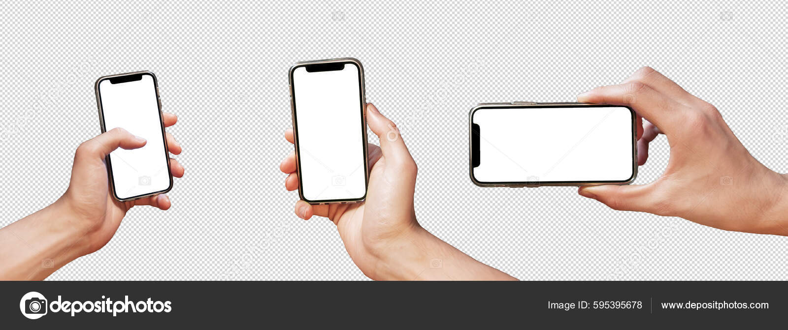 Man Holding Mobile Phone Hand Set Different Angles Positions — Stok ...