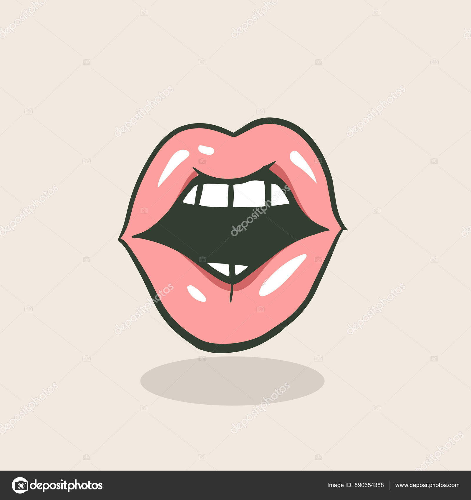Sexy Lips Open Mouth Cartoon Illustration Stock Vector Image By ©wantos28 590654388
