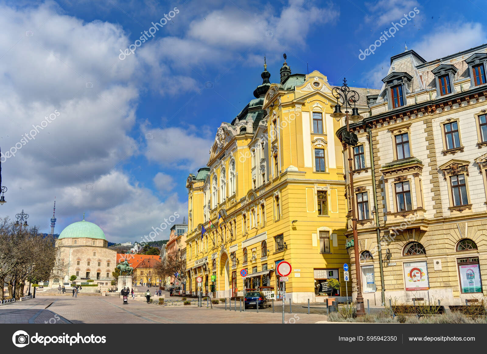 Pecs Hungary March 2017 Historical Center Cloudy Weather Hdr — Stock ...