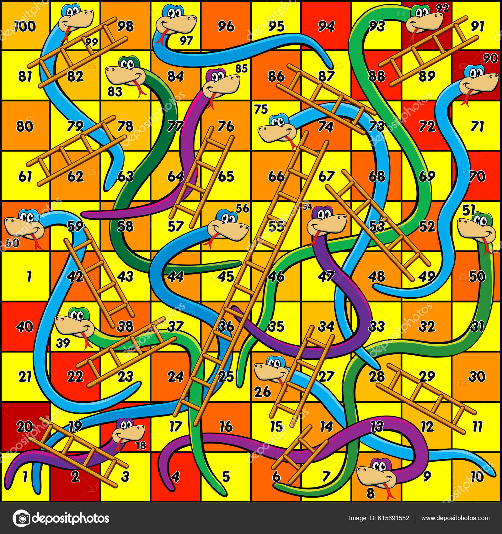 Snakes Ladders Board Game Design Stock Vector by ©MartyInkTank 615691552