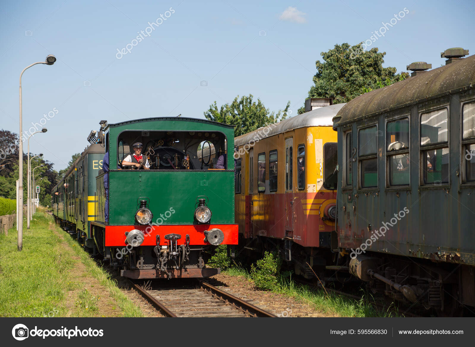 Train Driver Front Open Window Green Train – Stock Editorial Photo ...