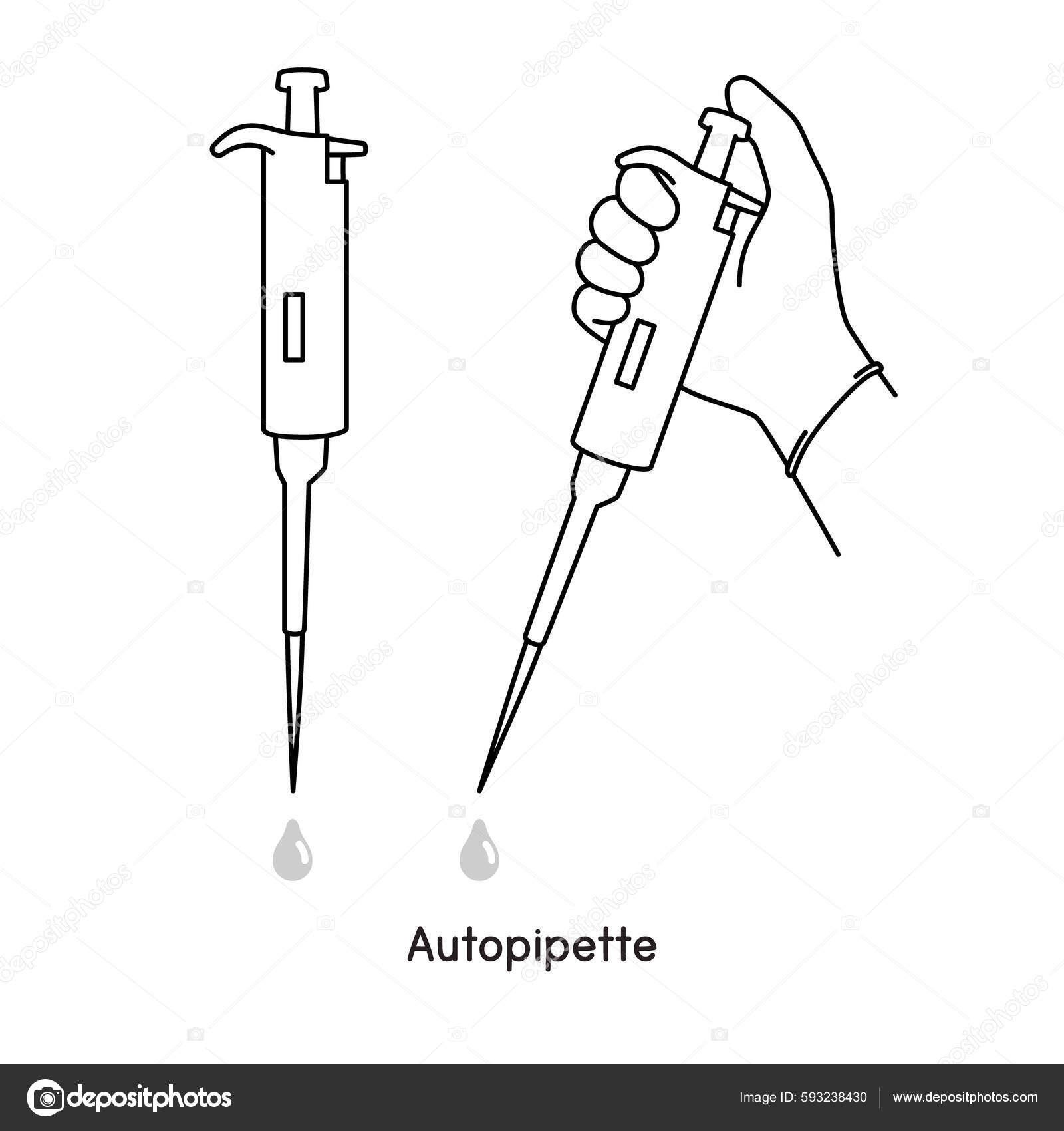 Auto Pipette Diagram Experiment Setup Lab Outline Vector Illustration ...