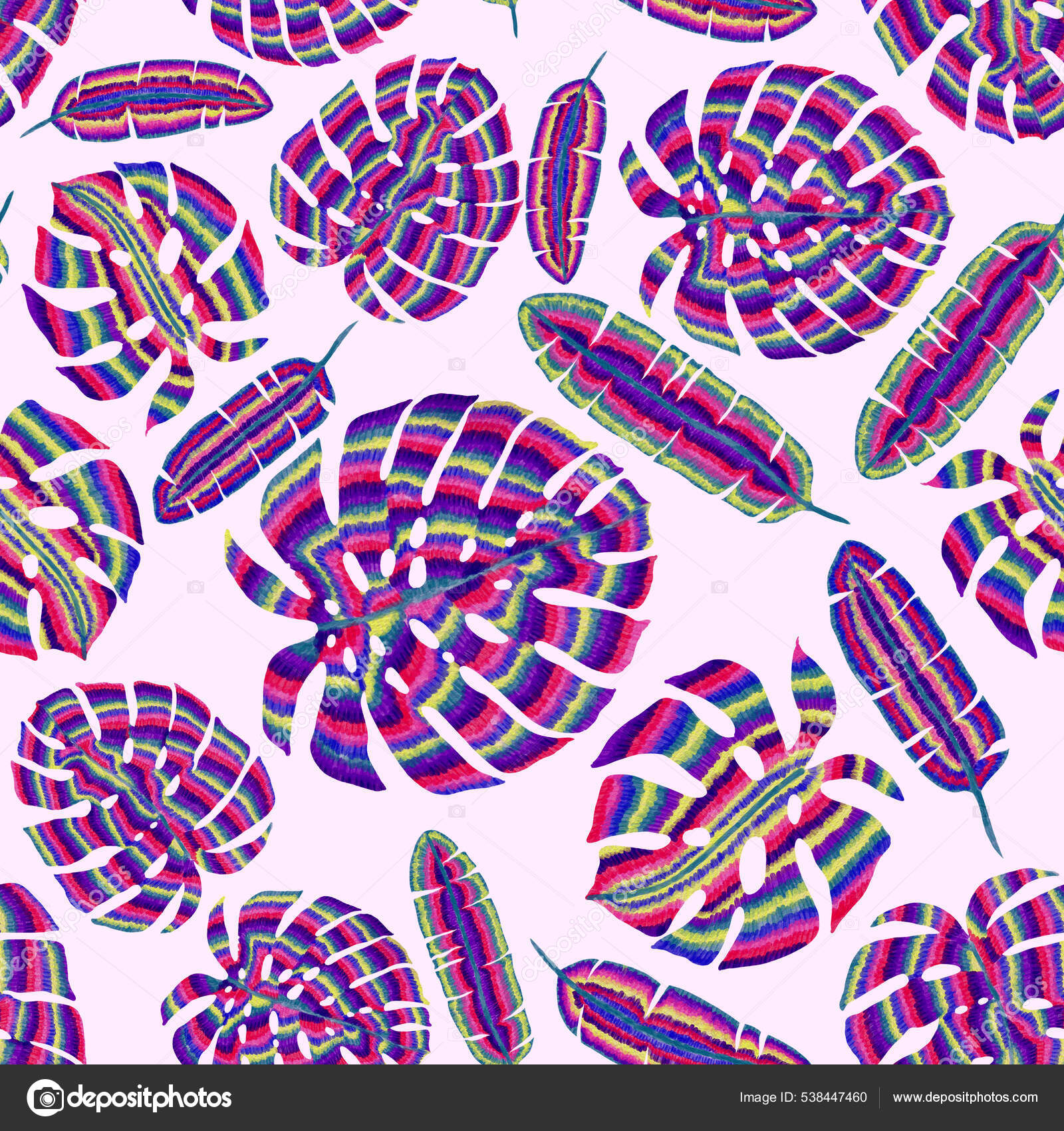 Modern Abstract Seamless Pattern Creative Colorful Tropical Leaves ...