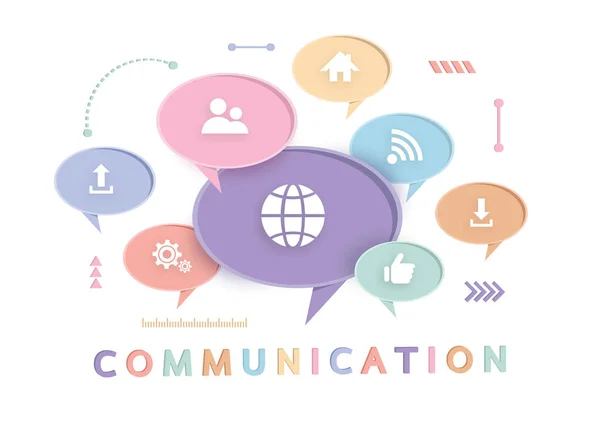 Vector Illustration Communication Concept Word Communication Colorful ...