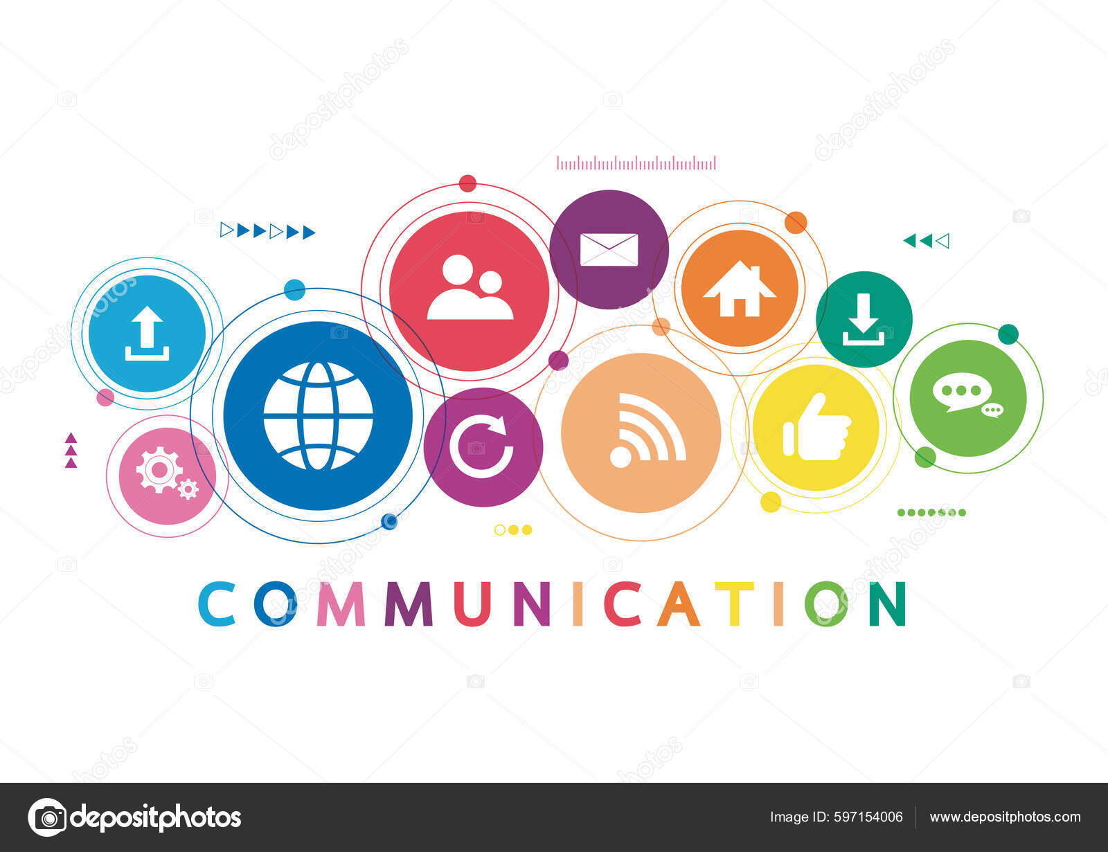 Vector Illustration Communication Concept Word Communication Colorful ...