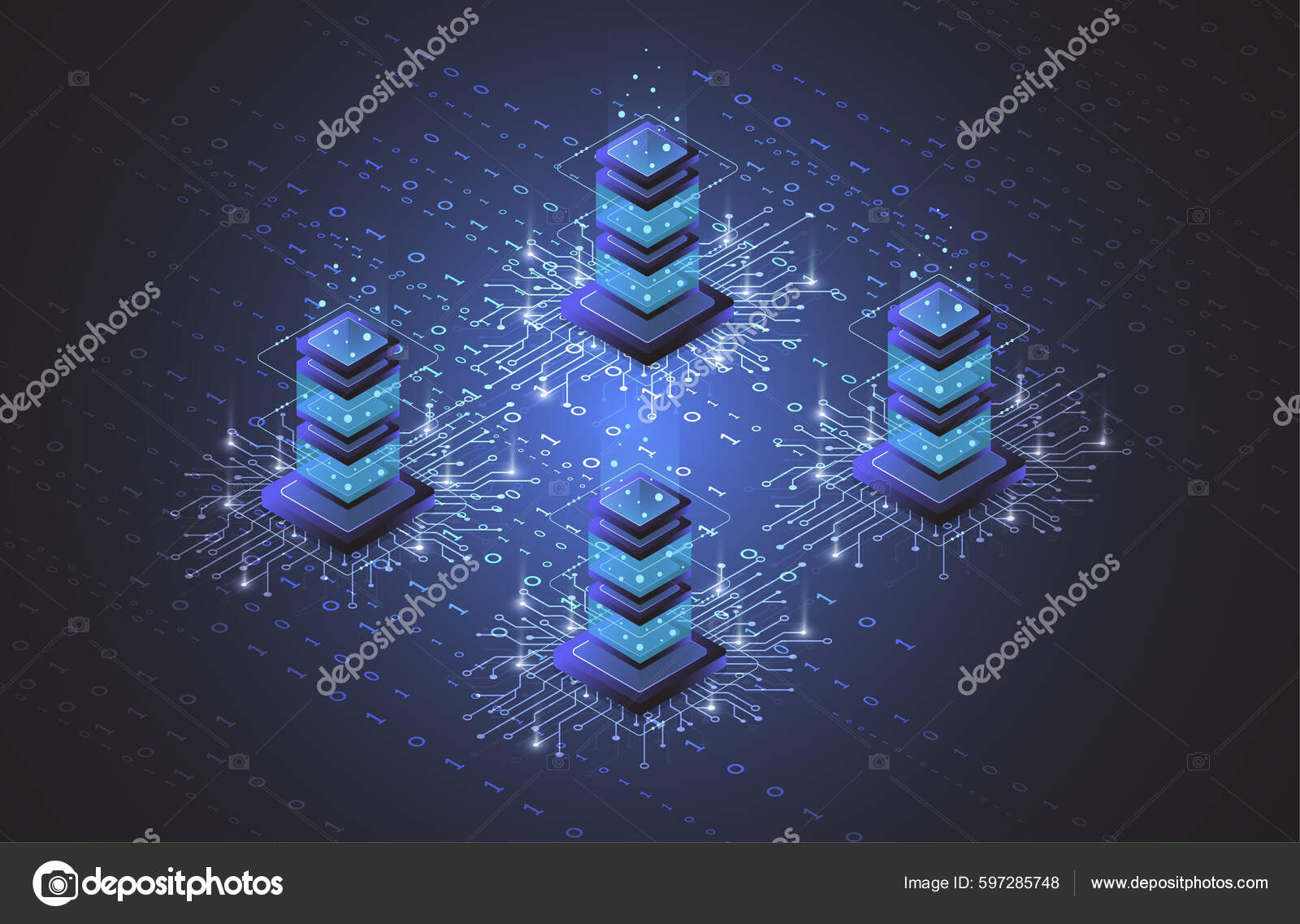 Server Room Isometric Cloud Storage Data Data Center Big Data Stock Vector By ©artistdesign13