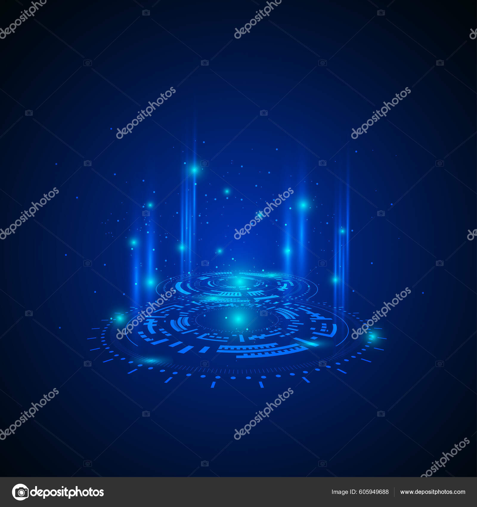 Futuristic Technology Circle Shapes Hud Elements Graphic Motion Vector ...