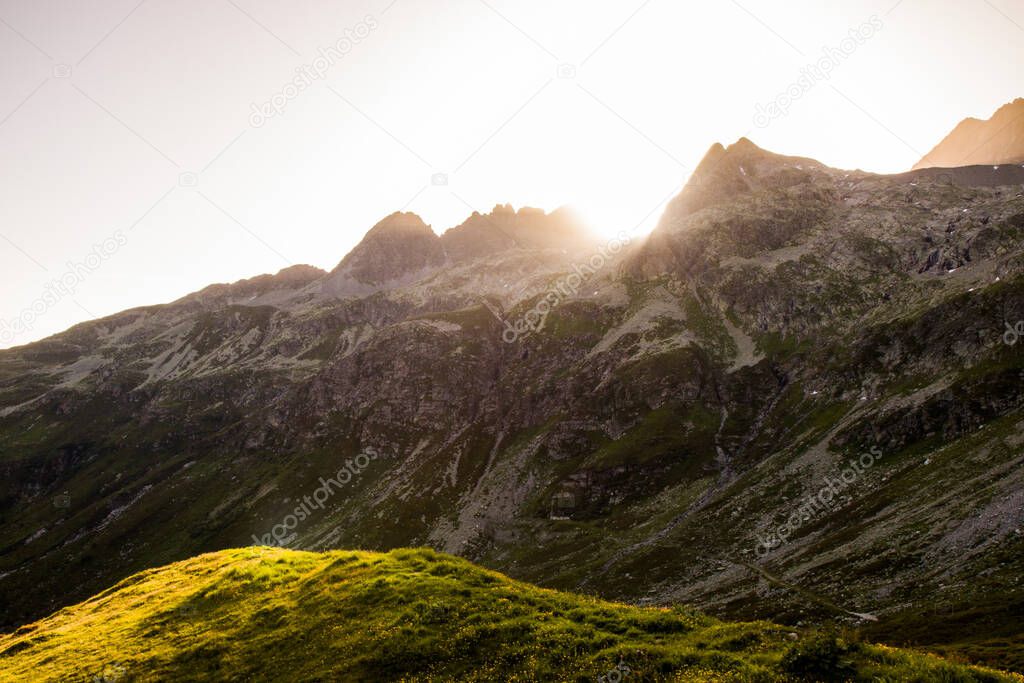 The beautiful sunrise in Splugen Pass (Italy). HD wallpaper, 4k Green ...