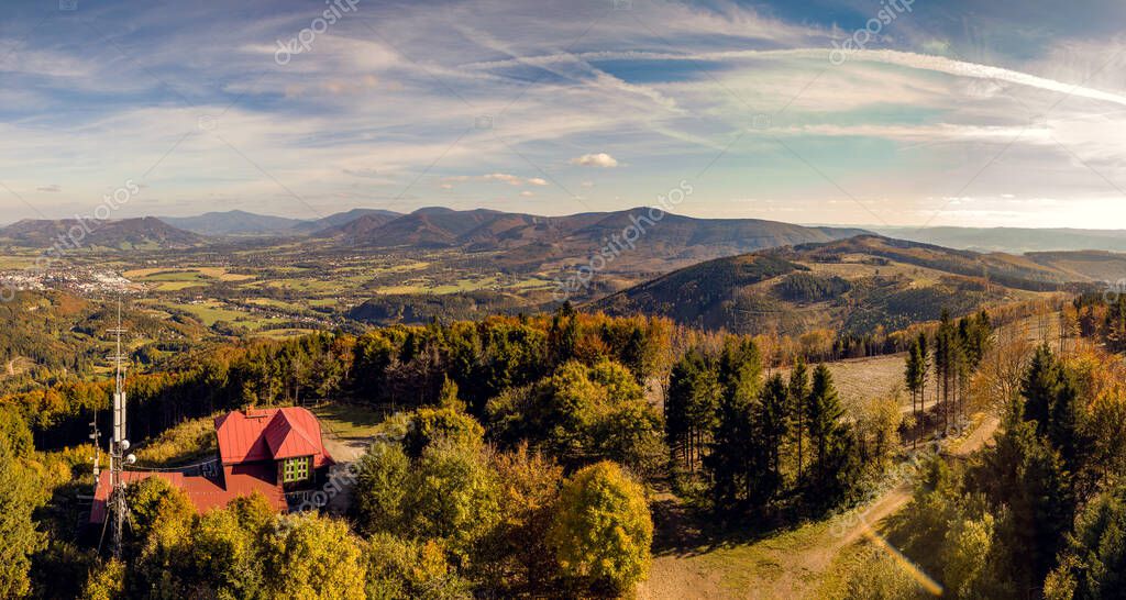 Beautiful panoramic view of Beskydy Mountains during late summer ...