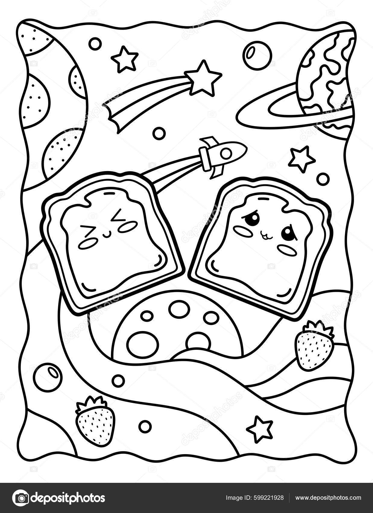 Kawaii Toast Coloring Pages Coloring Pages