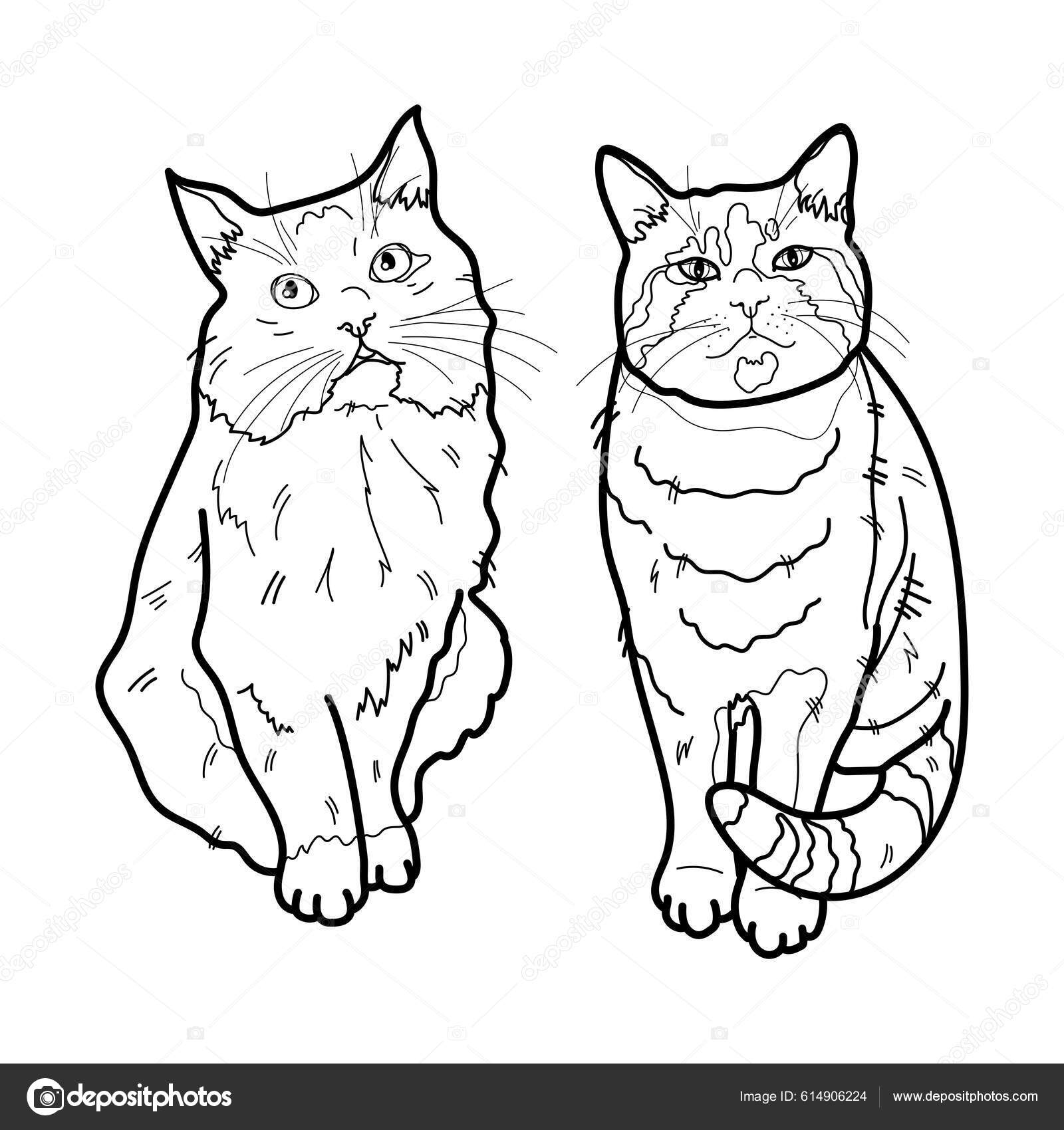 Cute Cat Black And White Clipart